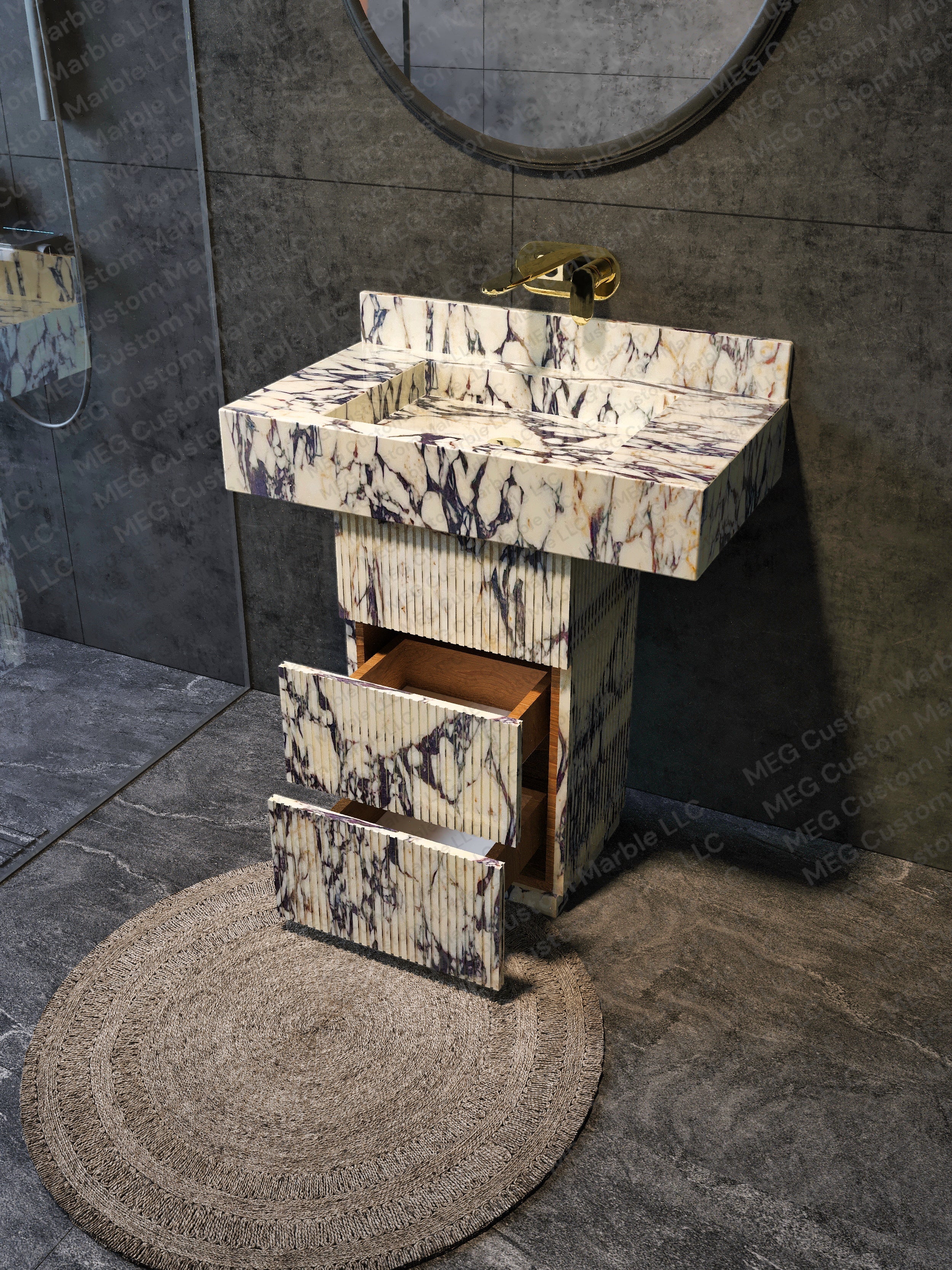 Calacatta Arabescato Marble Vanity Stand Alone – MEG Custom Marble By ...