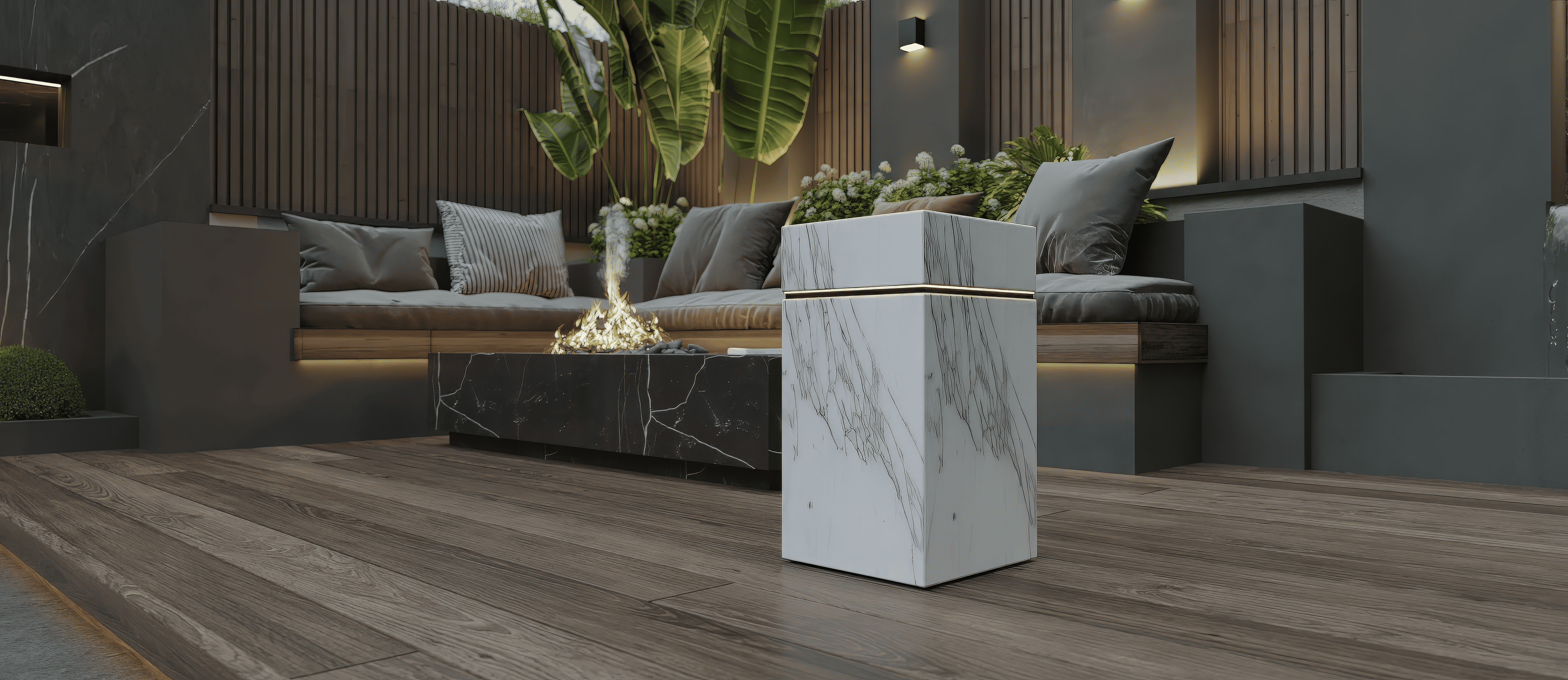 Luxury Marble Side Table with LED Accent – MEG Custom Marble By Ziynet ...