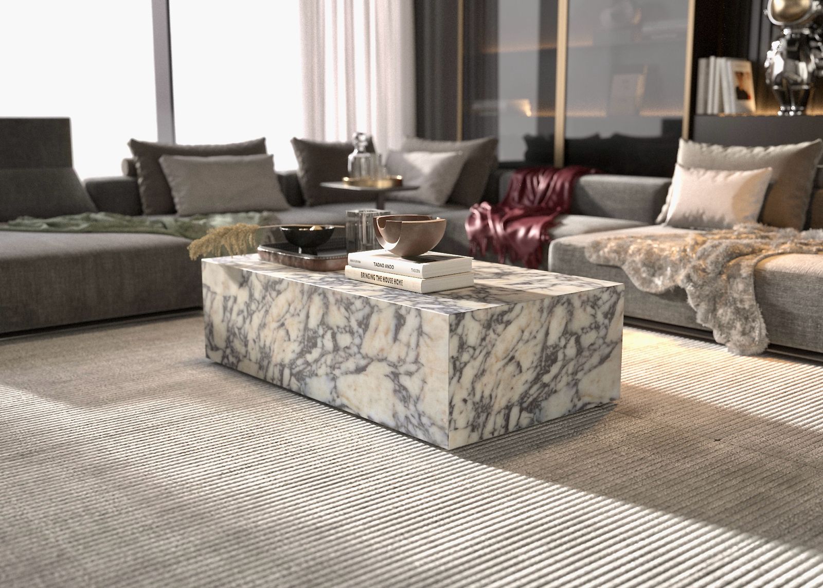 Calacatta Violetta Marble Coffee Table – Luxury Natural Stone Centerpi ...