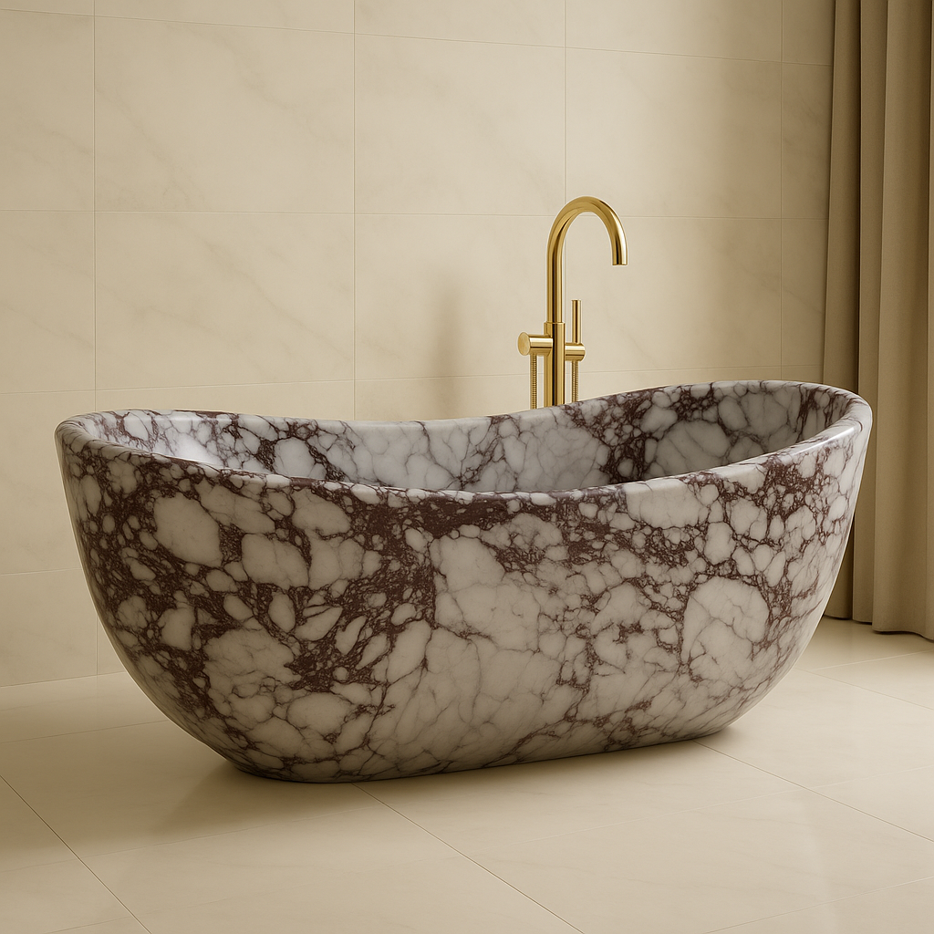Calacatta Viola Marble Freestanding Bathtub – Luxury Italian Stone Tub ...